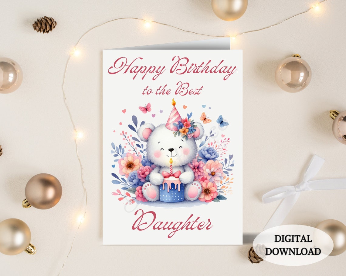 Cute Happy Birthday Card, Printable Greeting Card, Instant Download ...