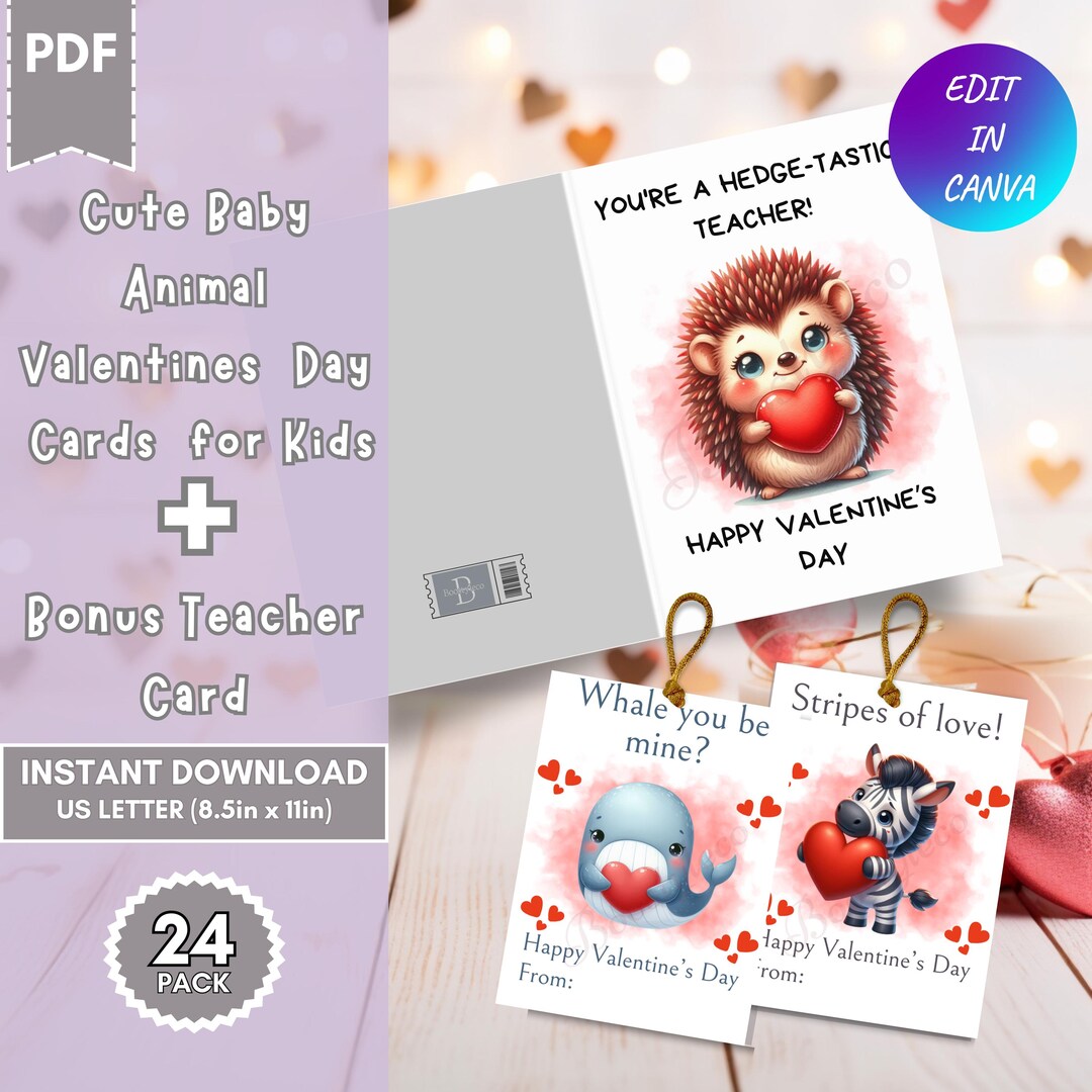 Editable Cute Baby Animals Gift Tag Bundle, Teachers Kids, Valentine ...