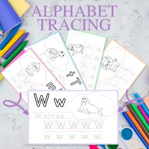 Alphabet Tracing Worksheet, Letter Tracing Cards, Preschool Printable ...