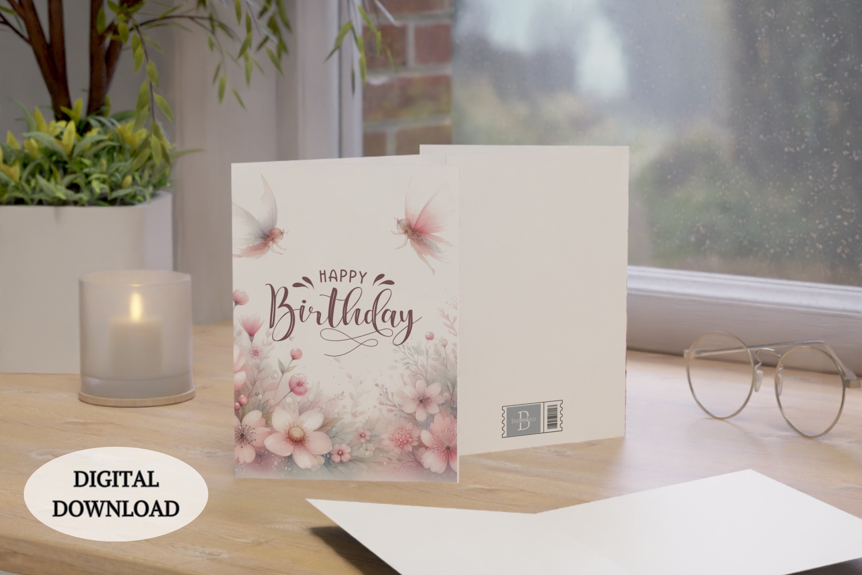 Fairy Garden Birthday Card, Printable Greeting Card, Instant Download ...