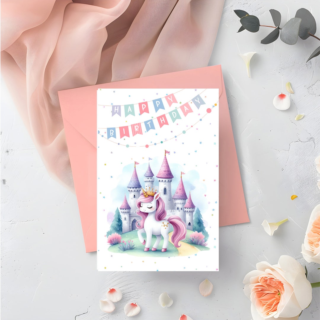 Magical Unicorn Birthday Card: Printable Greeting Card (PDF) - Etsy