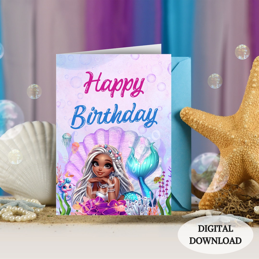 Magical Mermaid Birthday Card, Printable Greeting Card, Instant ...