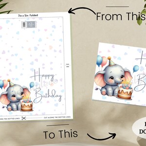 Adorable Elephant Birthday Card, Instant Download, Printable Cute ...