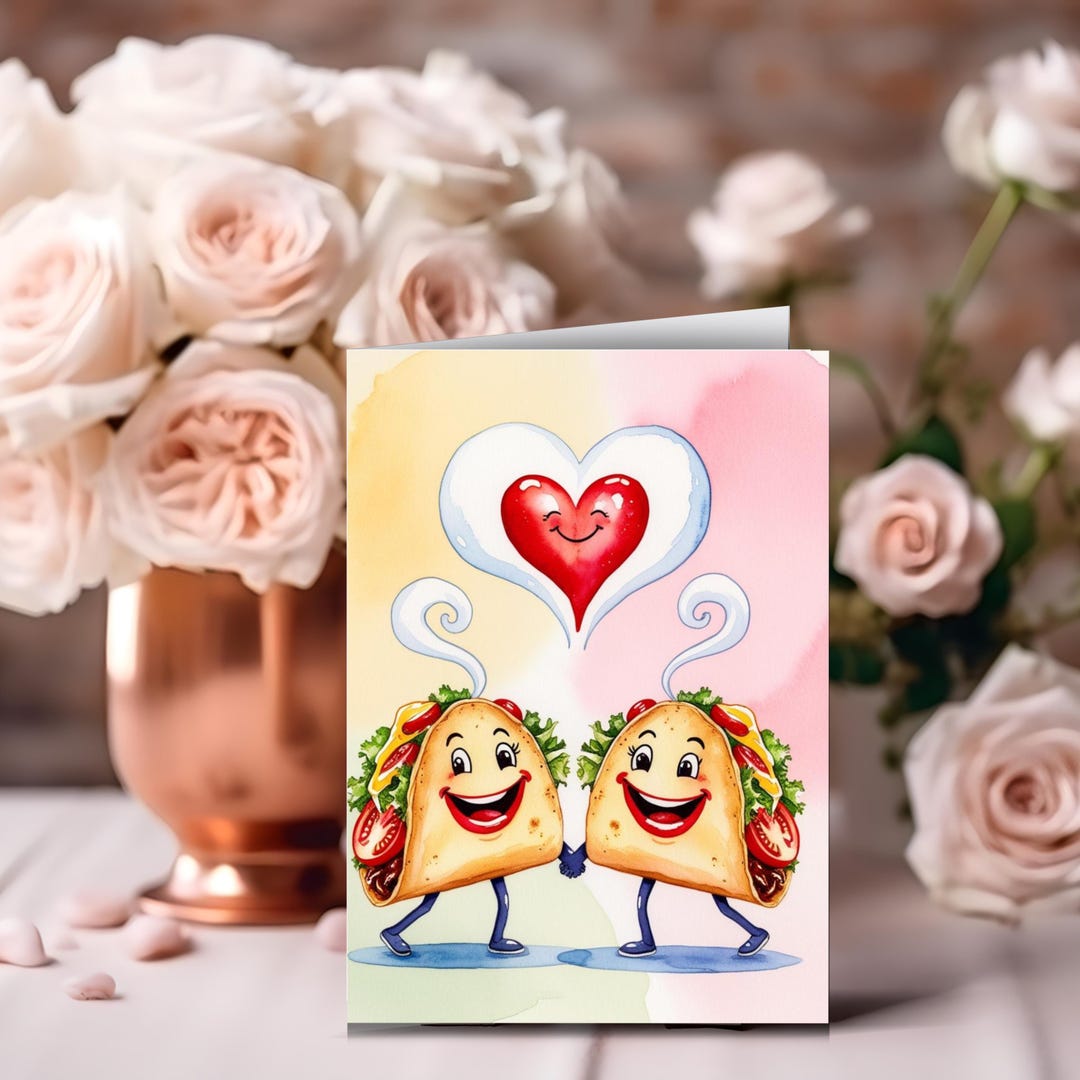 Printable Taco Valentine's Day Cards, Valentine's Day Cards, Digital ...