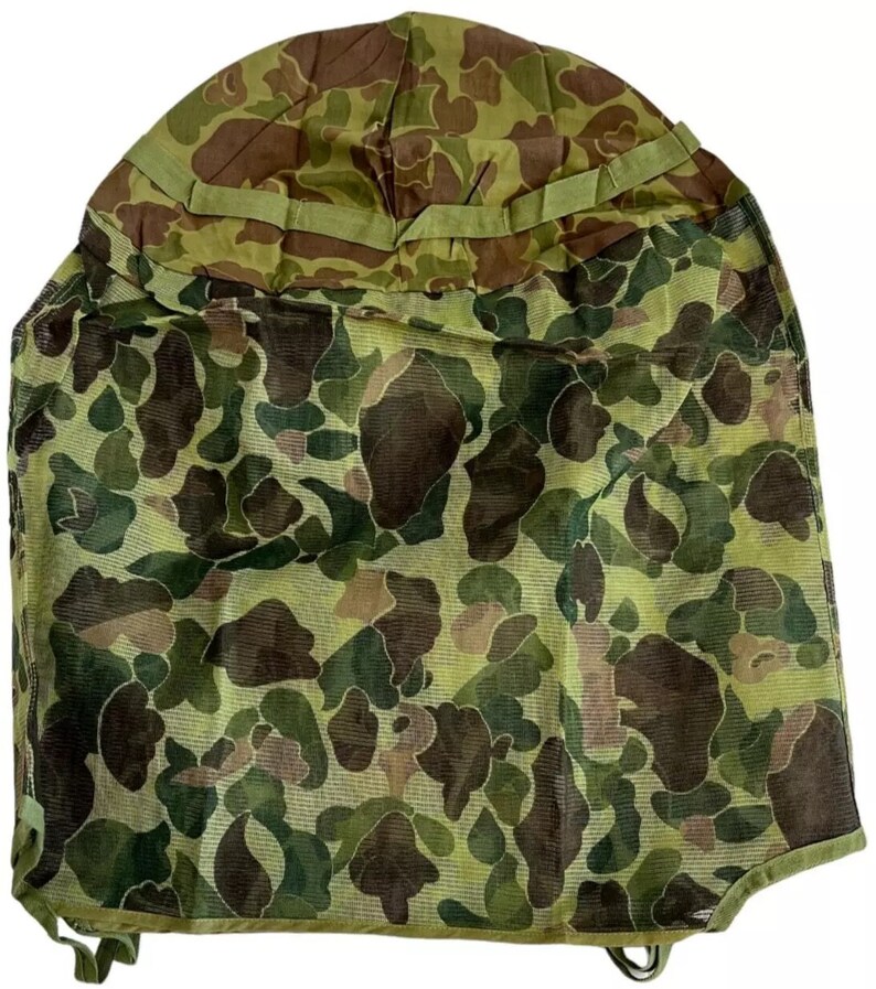 1943 WWII USMC Mosquito Net Helmet Cover Jungle Camo Mildew Resistant ...