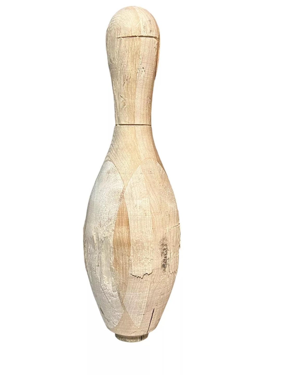 Wooden Bowling Pin Striped off Plastic Coating Crafts Decor 15 in Tall ...