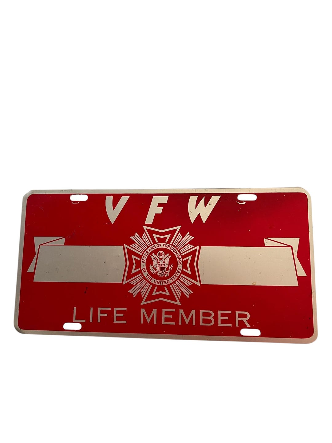 VFW Life Member Booster License Plate Veterans of Foreign Wars USA Red ...