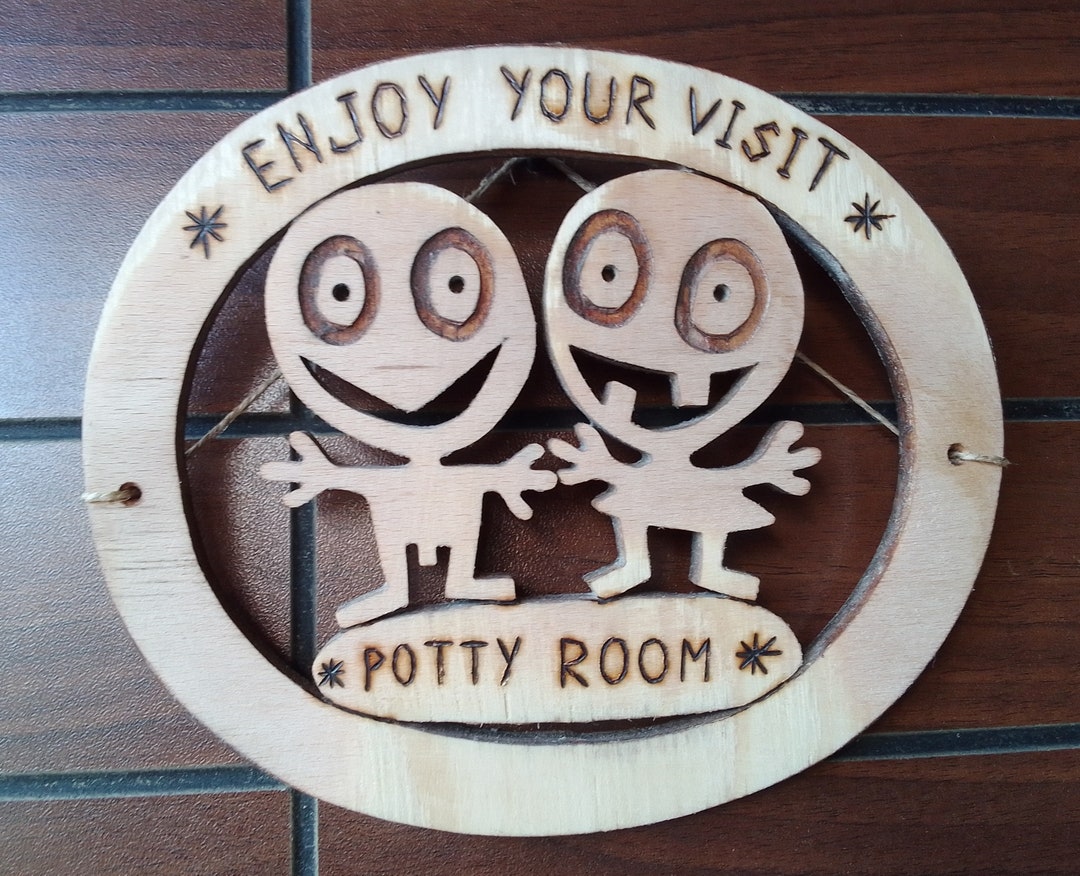 Potty Room WC Door Sign Funny Bathroom Door Plate Wooden - Etsy