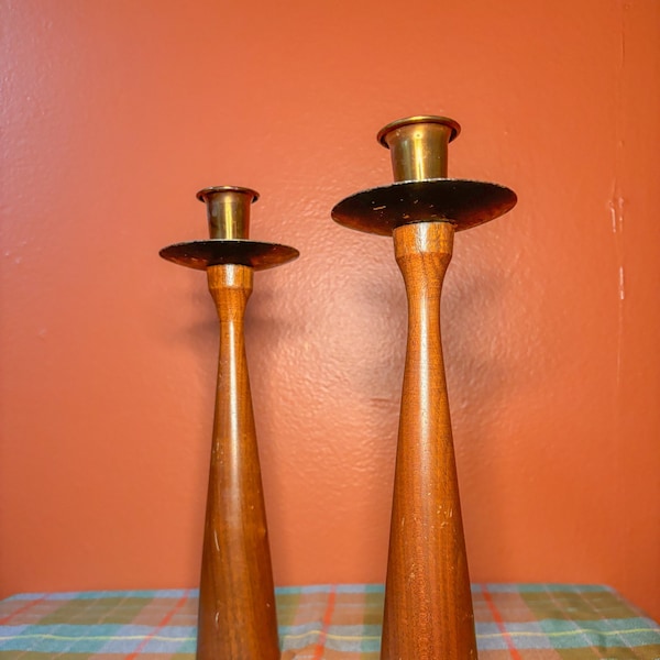Teak Candlesticks - Etsy