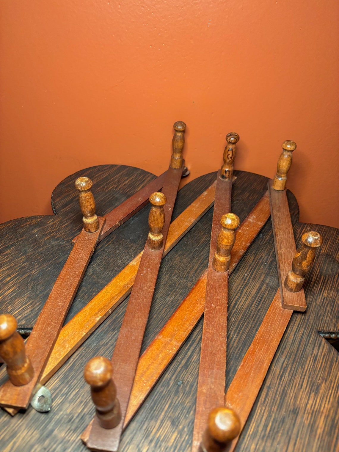 Vintage Wood Peg Rack - Etsy