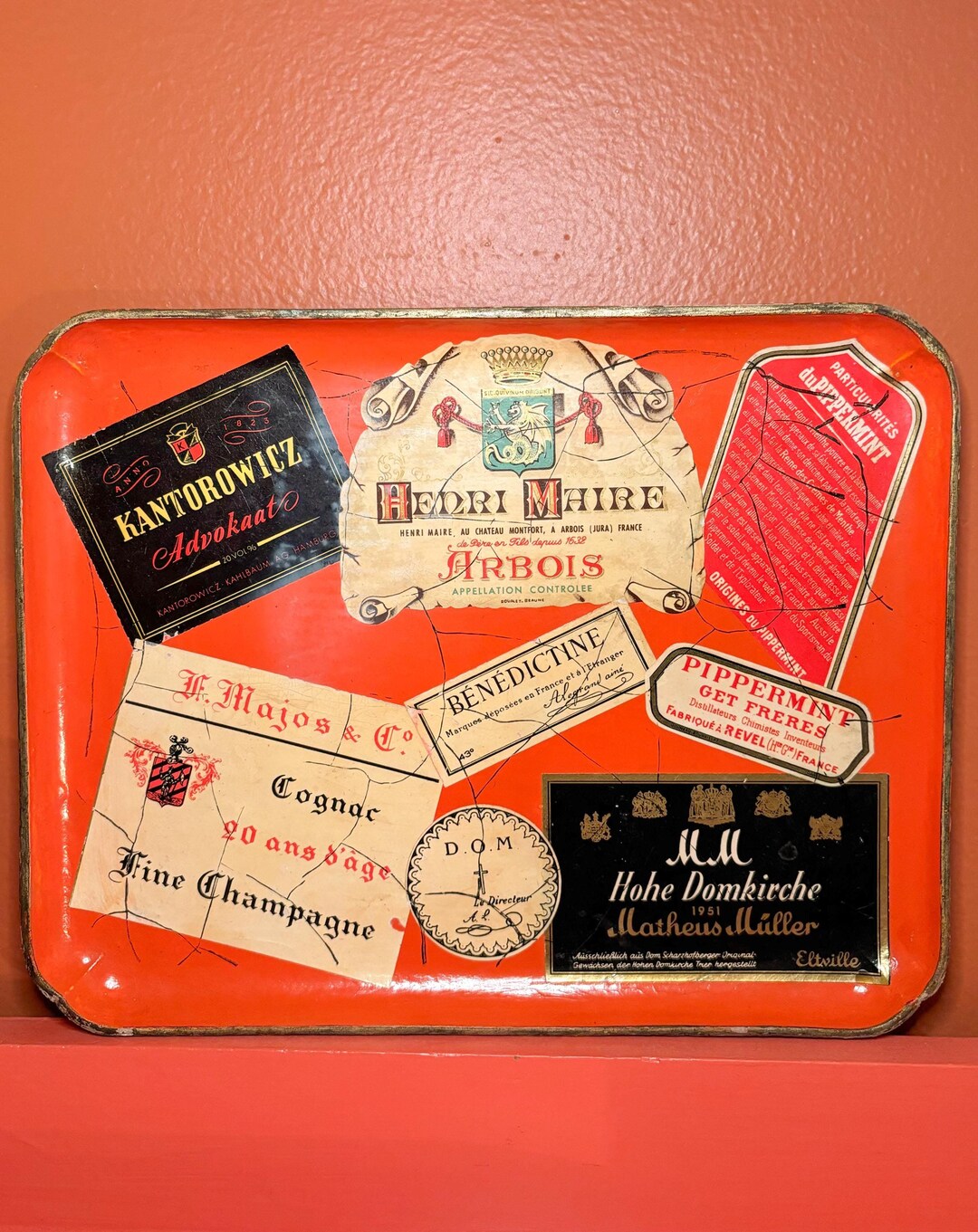 Vintage MCM Decoupage Alcohol Tray - Etsy