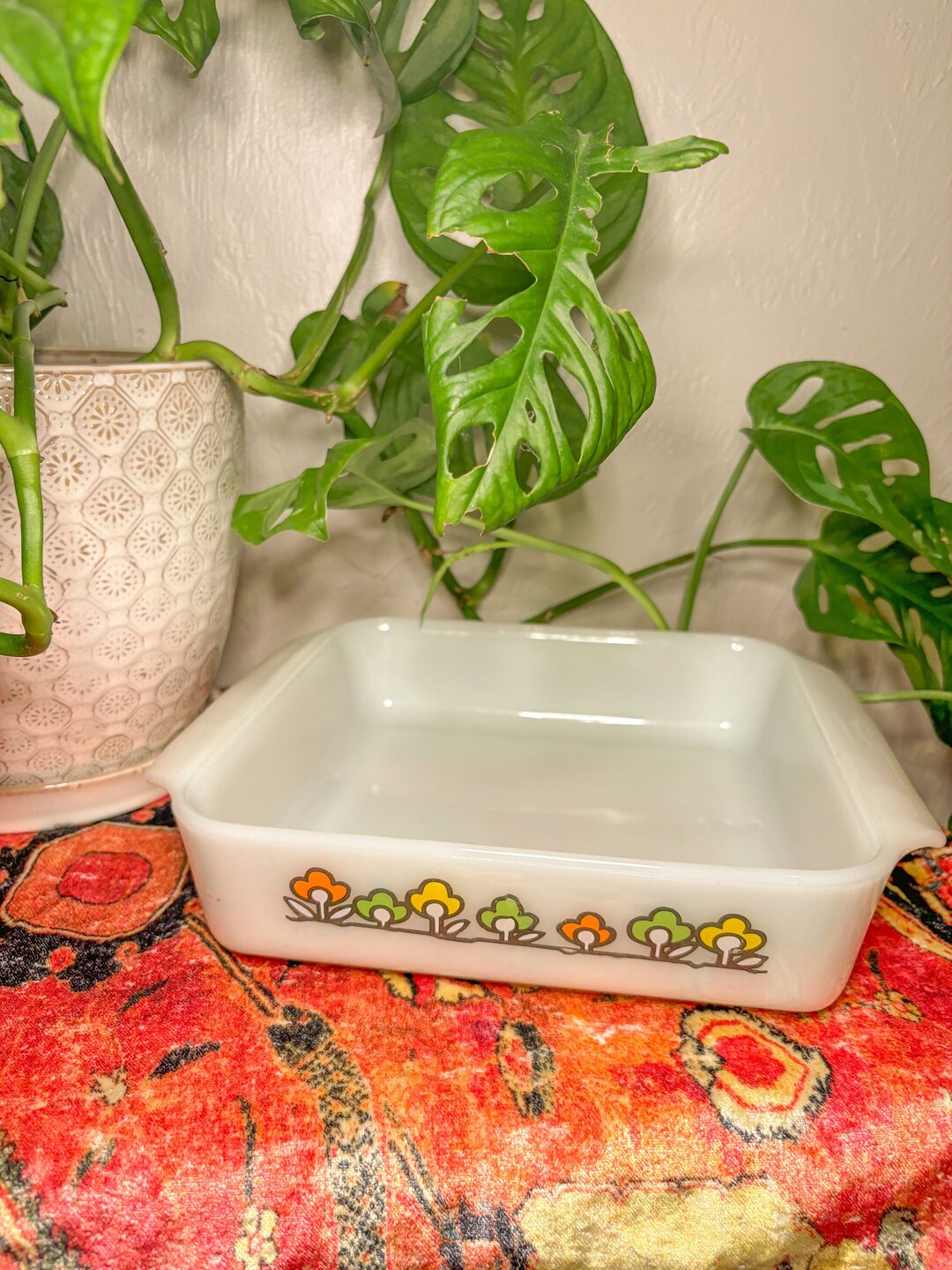 Vintage Fire King Floral Baking Dish - Etsy