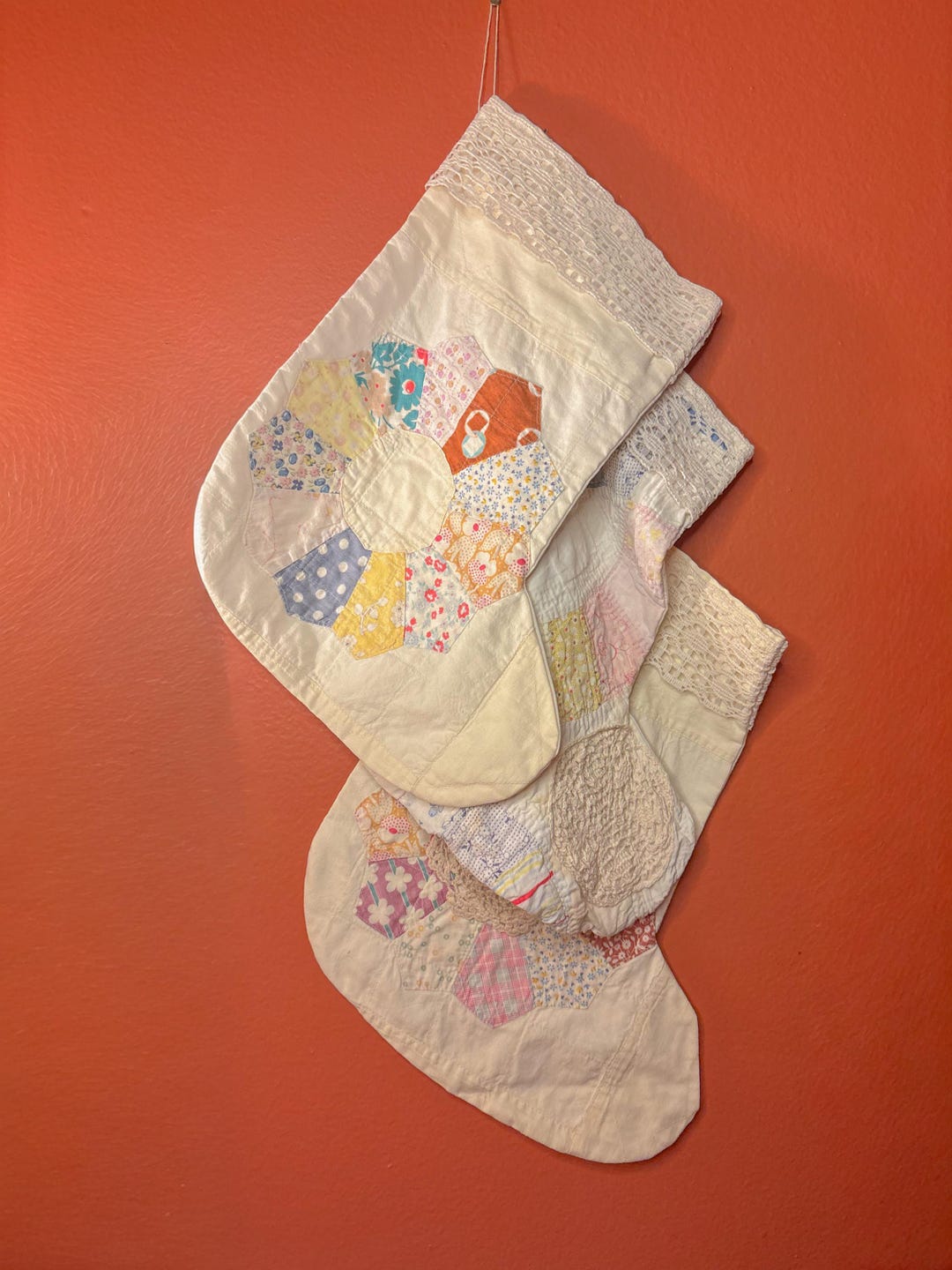 Vintage Quilted Patchwork Christmas Stockings | Handmade Xmas Holiday ...