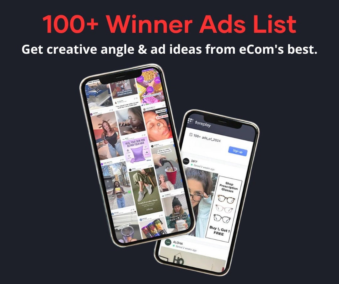 100 Winner Ads List for Facebook, Tiktok, Instagram & Pinterest - Etsy