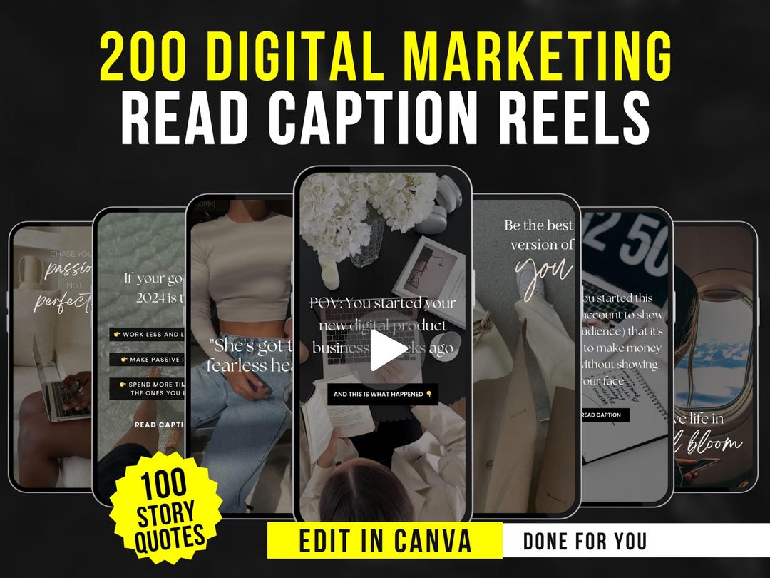 Digital Marketing Reels, Caption Reels, PLR Instagram Reels, MRR Reel ...