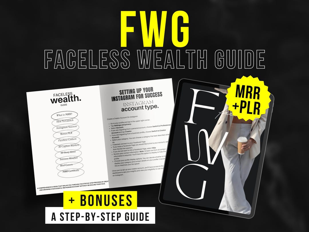 Faceless Wealth Guide PLR Guide MRR Digital Product With PLR Faceless Wealth Guide Done for You ...