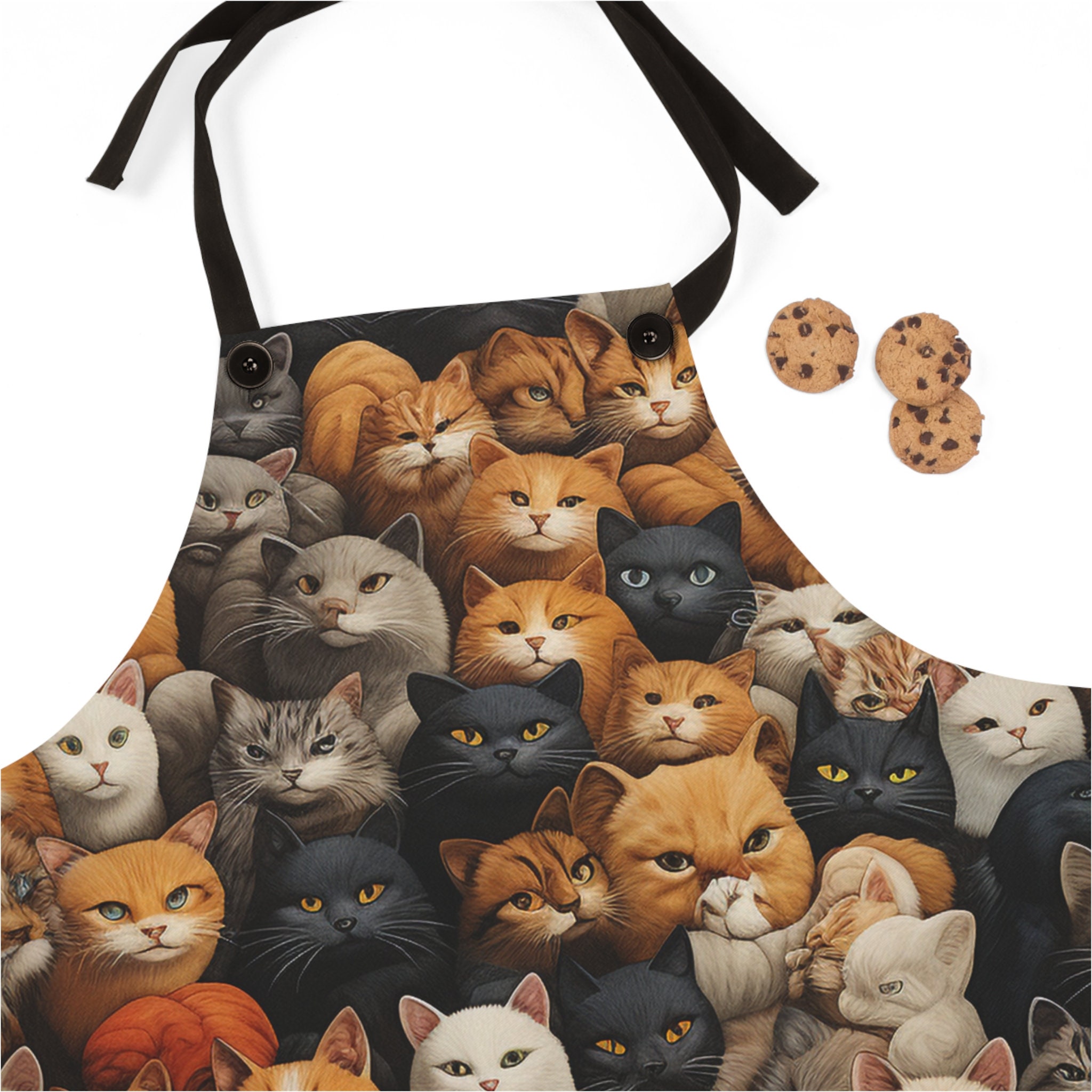 Cat Apron With Cat Design and Cat Apron Gift With Cat Design Apron Gift ...