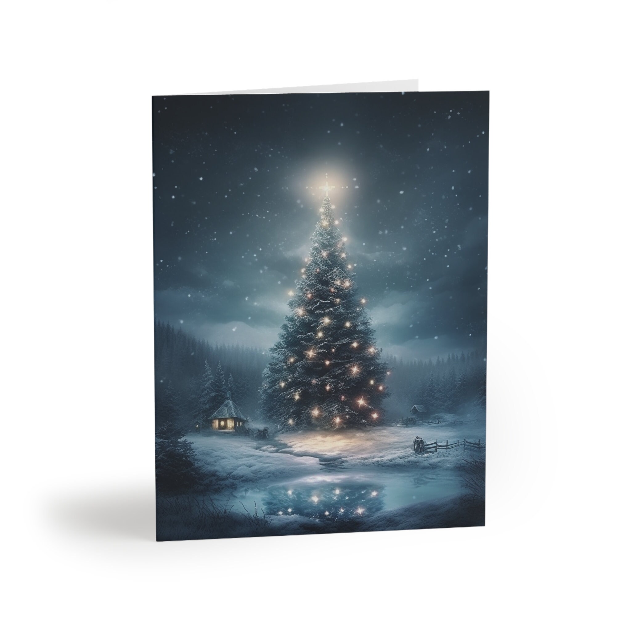 Country Christmas Card With Christmas Tree for Christmas Gift With ...