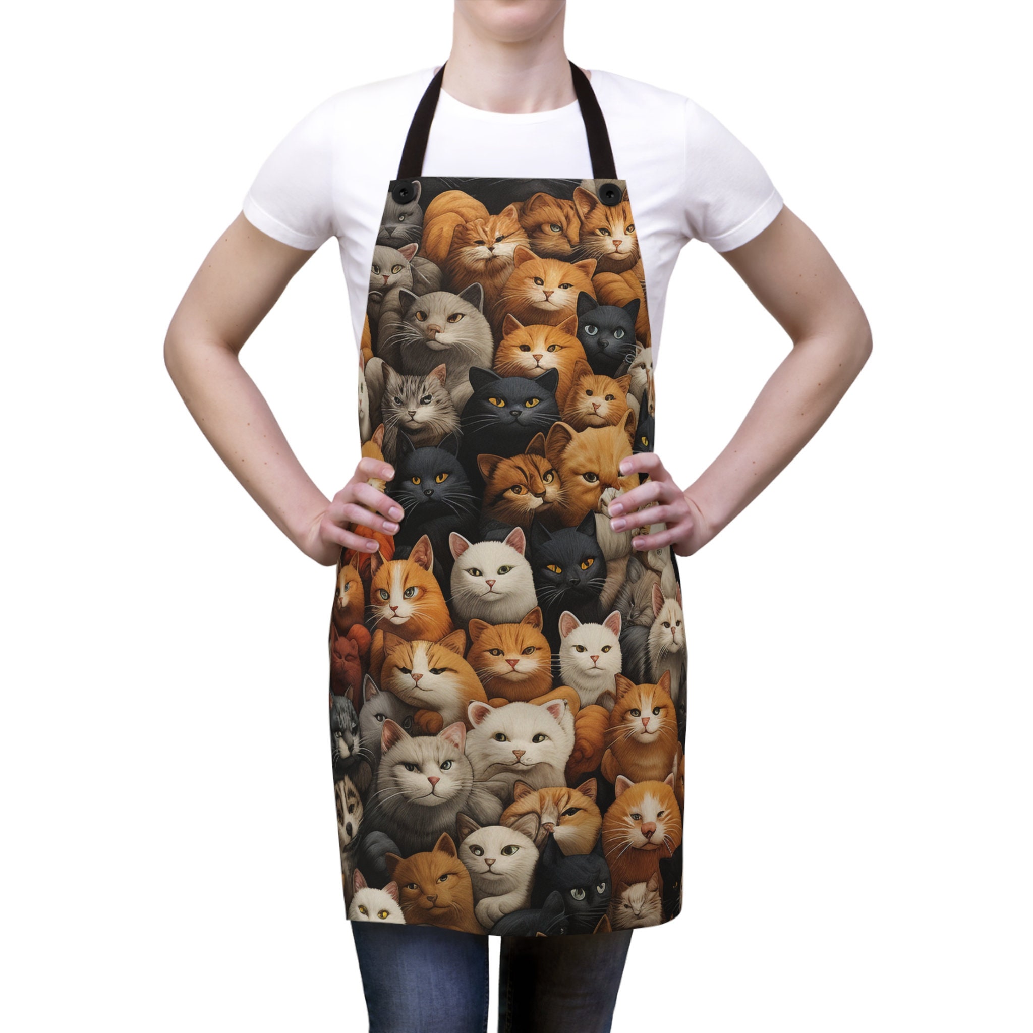 Cat Apron With Cat Design and Cat Apron Gift With Cat Design Apron Gift ...