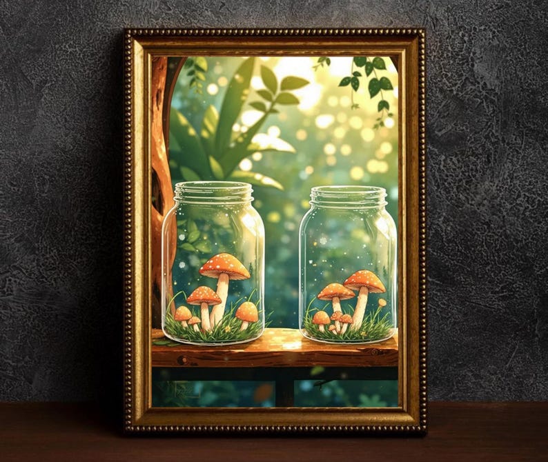 Fungi Collection Wall Art, Gothic Decor, Cottagecore Designs, Digital ...