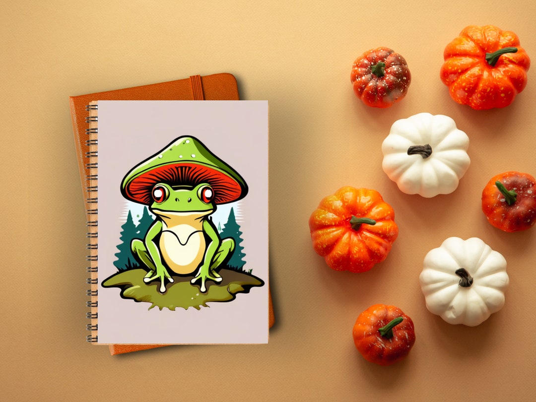Funky Frog Spiral Notebook Ruled Line Spooky Halloween Autumn Journal ...