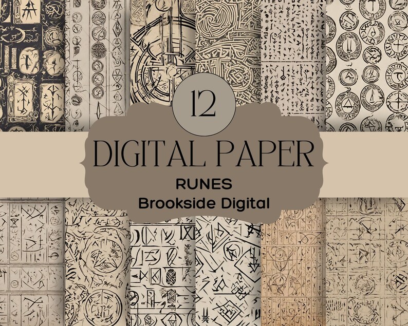 Vintage Runes Digital Paper 12 Pack - Etsy