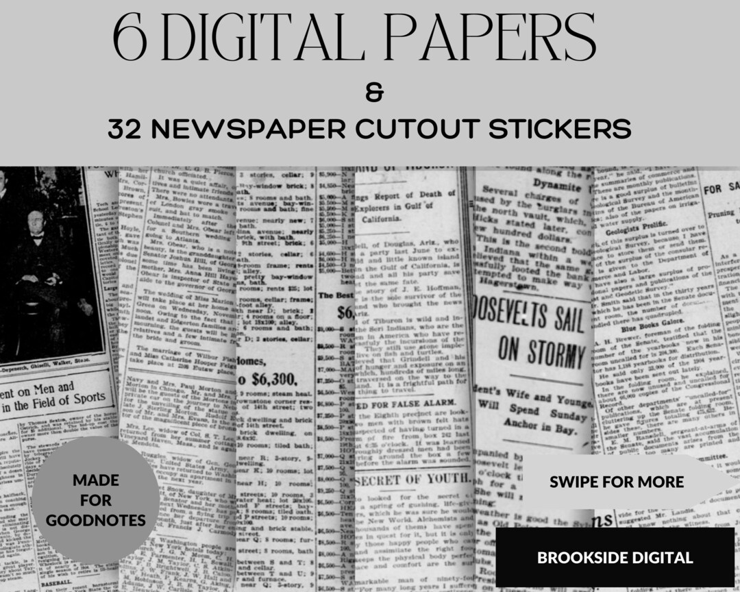 Vintage Newspaper Digital Cutouts and Paper Pack - Etsy