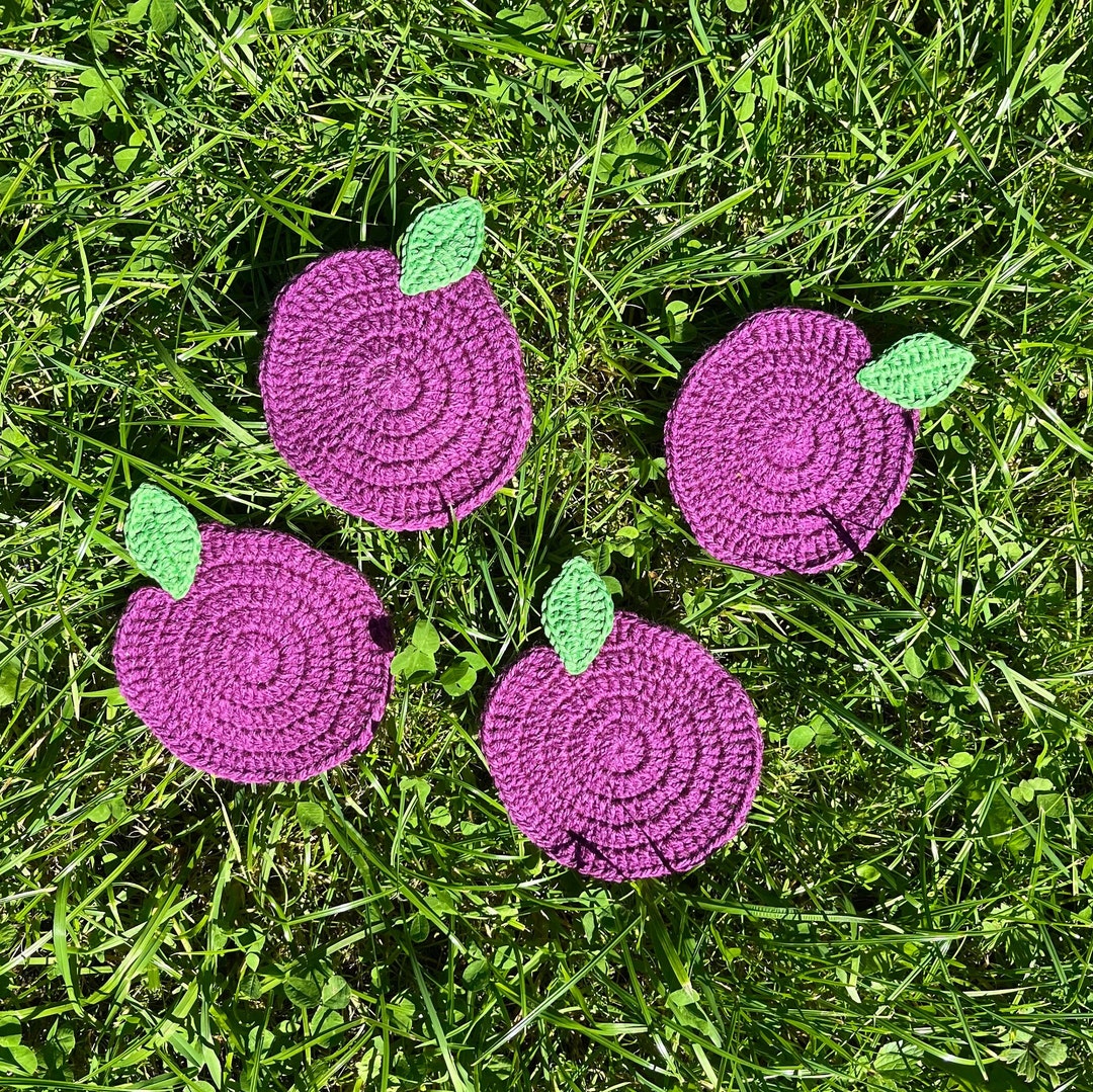 Plum Crochet Coasters Crochet Home Decor Coasters Fruit Themed Coaster ...