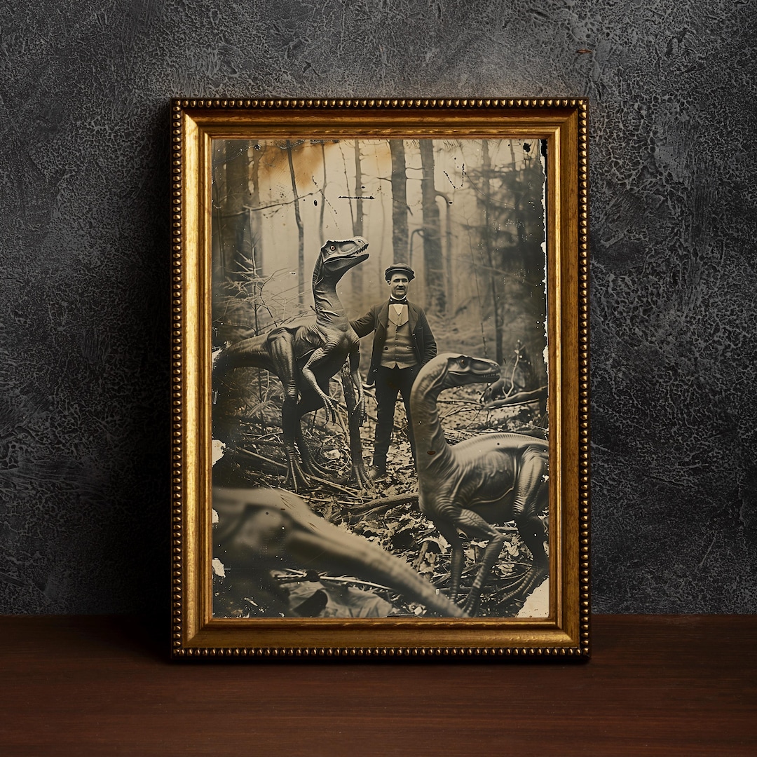 Dinosaur and Aristocrat dark Academia Print,gothic Prints,old Photo Art ...