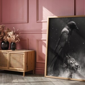 Victorian Gothic Raven-gothic Crow, Animal Portrait,moody Raven Vintage ...