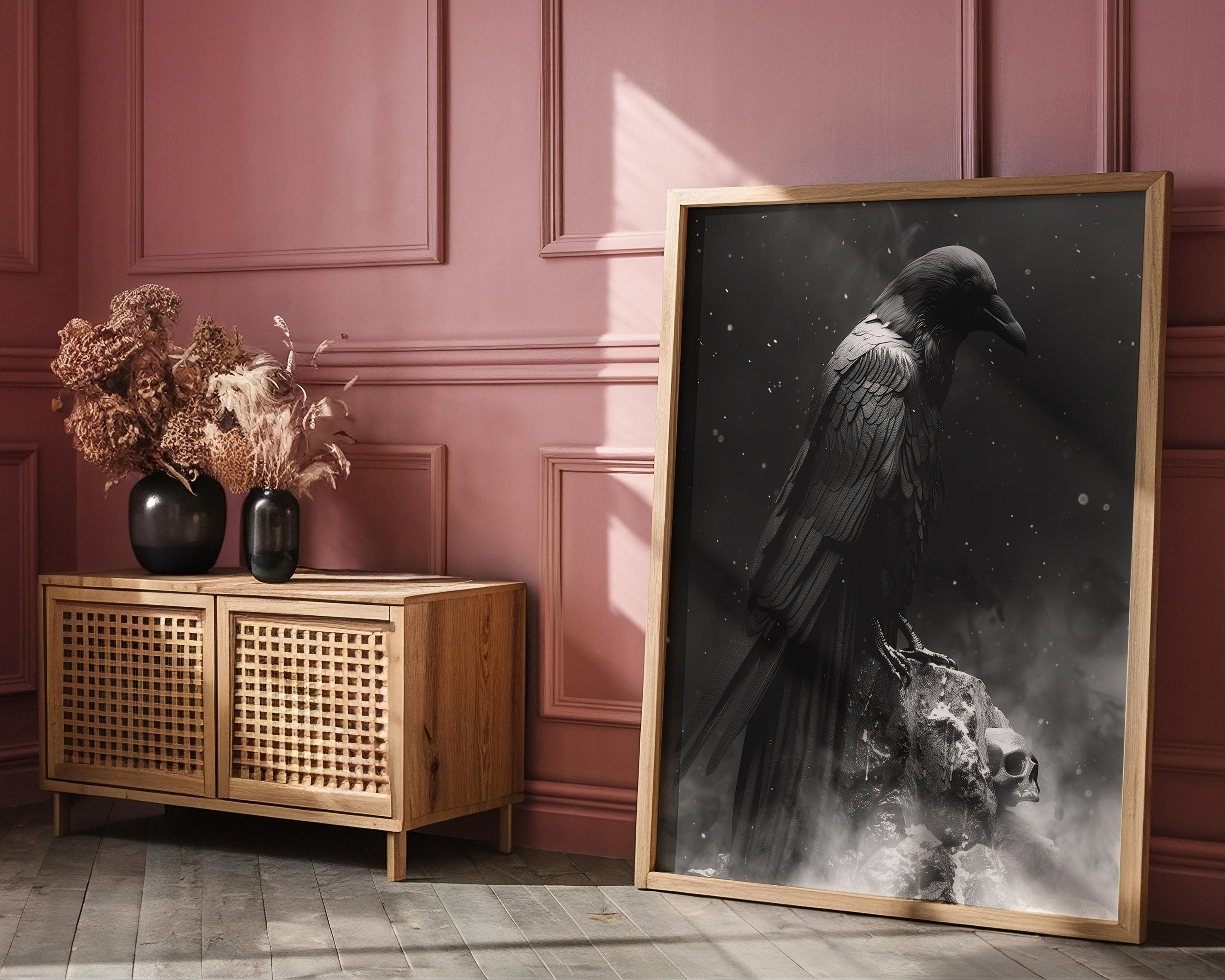 Victorian Gothic Raven-gothic Crow, Animal Portrait,moody Raven Vintage ...
