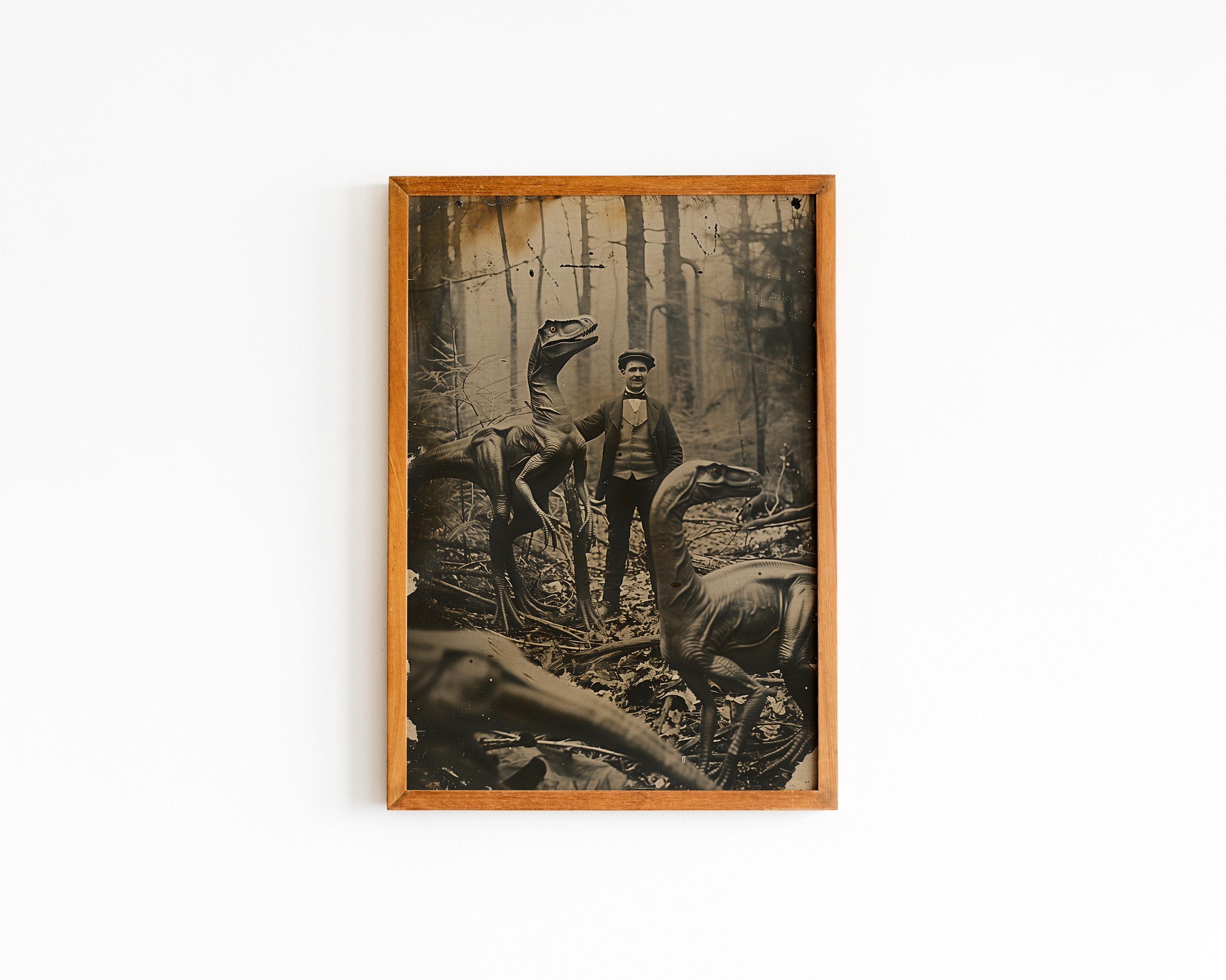 Dinosaur and Aristocrat dark Academia Print,gothic Prints,old Photo Art ...