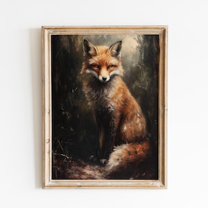 Antique Fox Oil Painting,dark Academia Wall Art, Gothic Fox Room Decor ...