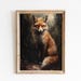 Antique Fox Oil Painting,dark Academia Wall Art, Gothic Fox Room Decor ...