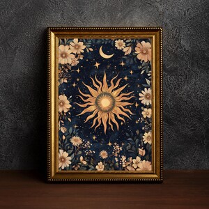Sun and Moon,whimsigoth Decor,tarot Card Prints,celestial Sun and Moon ...