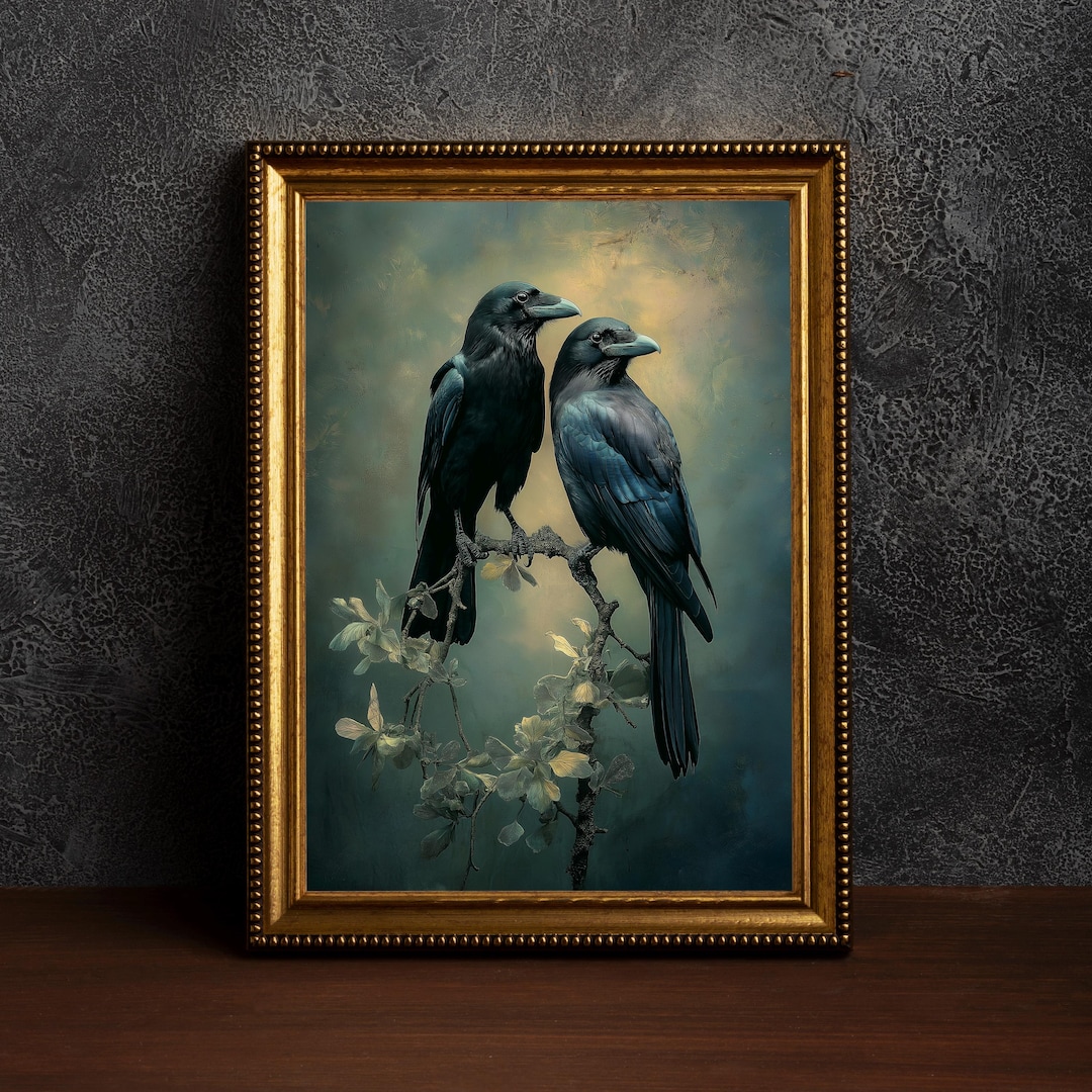 Romantic Raven Couple Poster-couple Gift,moody Raven Couple Vintage ...