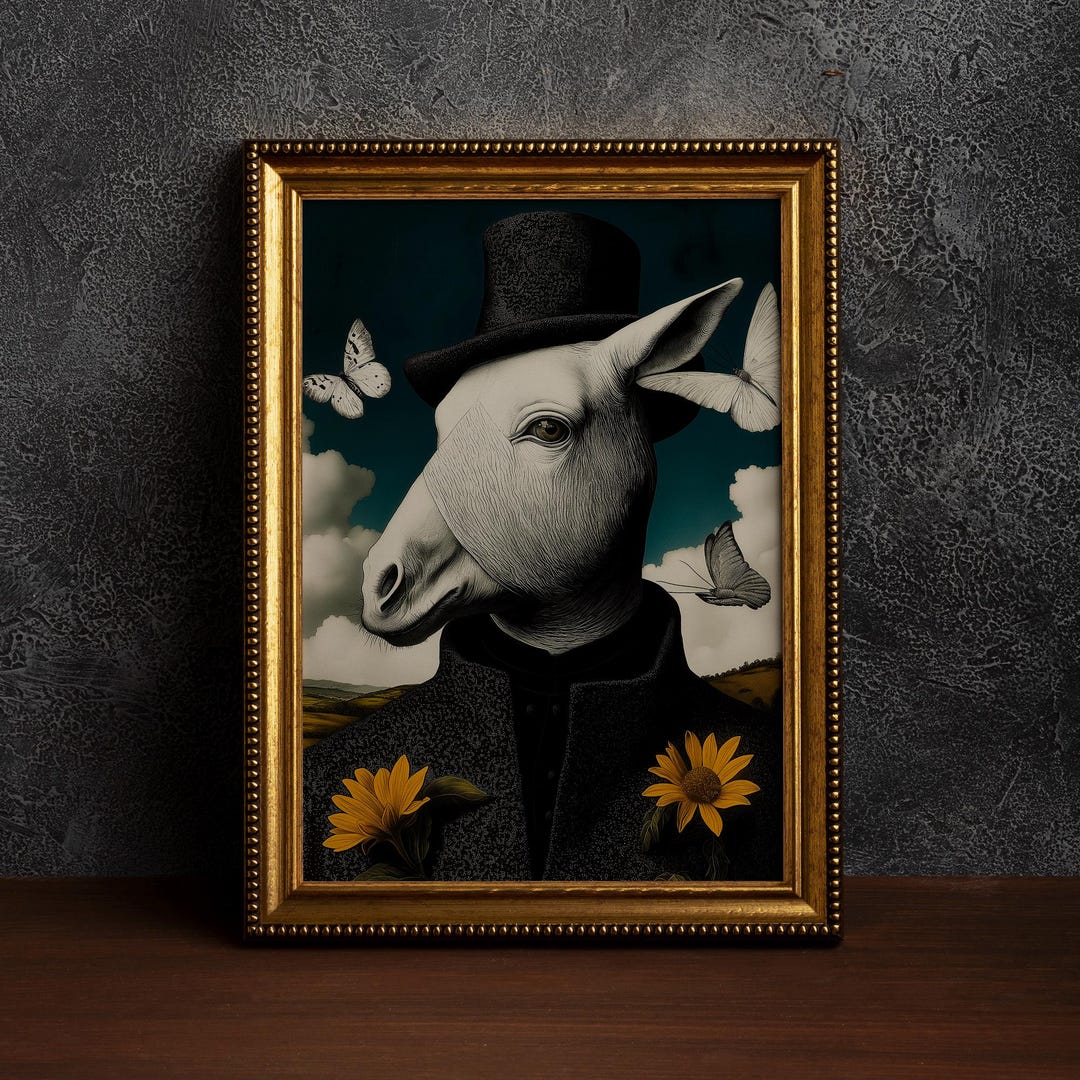 Surreal Goat and Butterflies Portrait,whimsical Anthropomorphic Goat ...