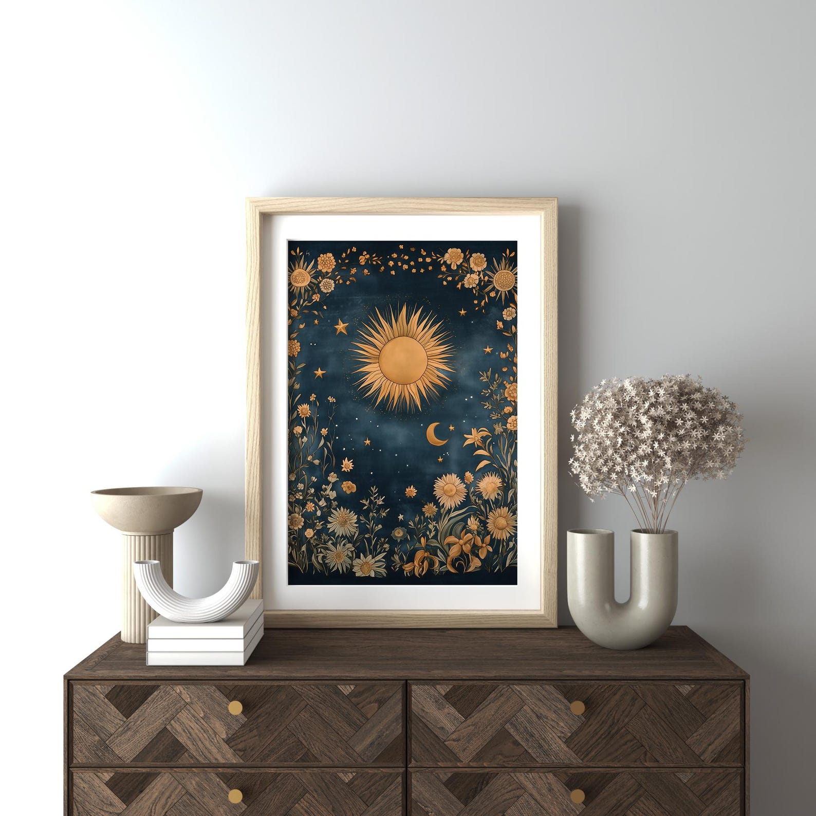 Sun and Moon,whimsigoth Decor,tarot Card Prints,celestial Sun and Moon ...