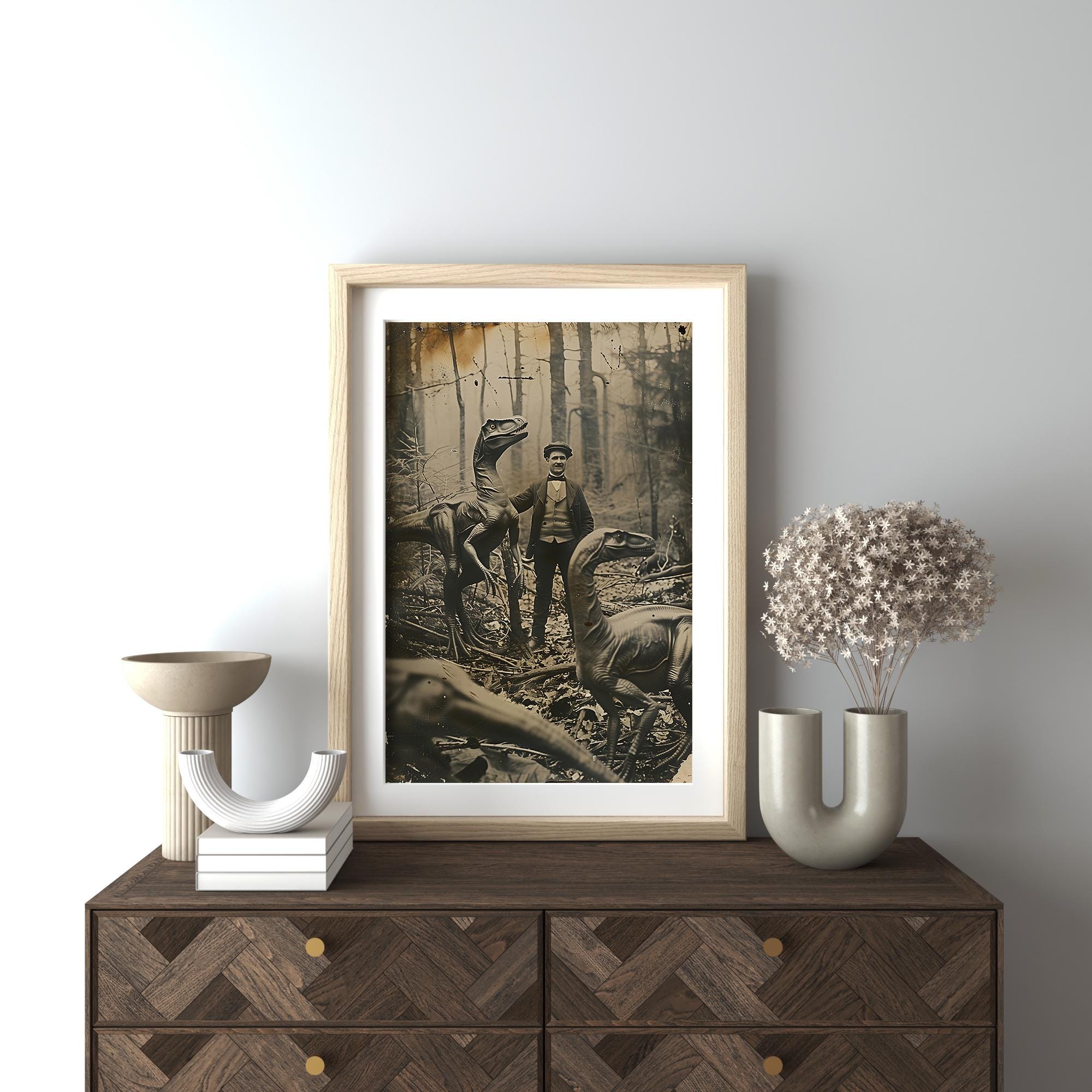 Dinosaur and Aristocrat -dark Academia Print,gothic Prints,old Photo ...