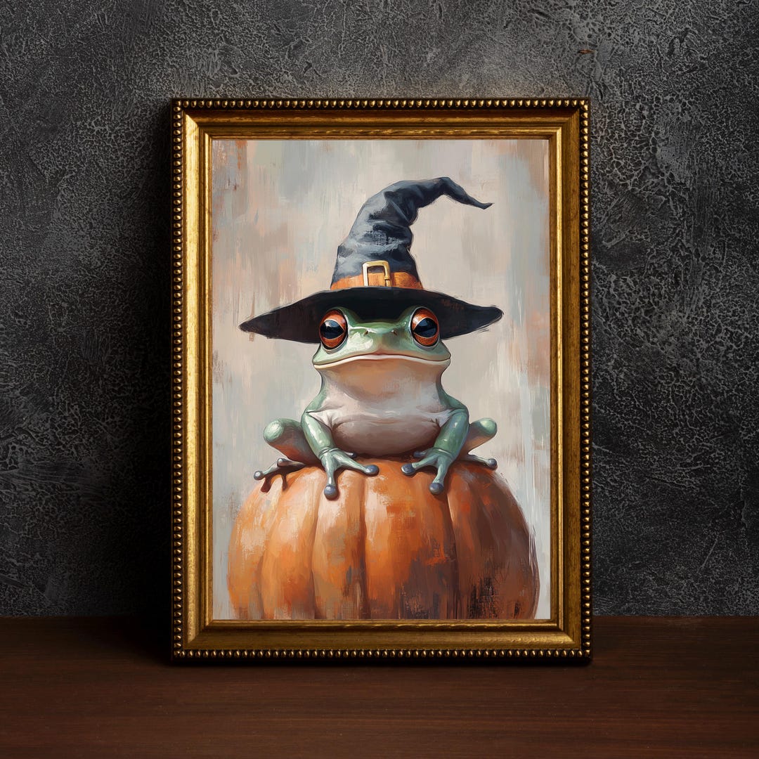 Toad and Pumpkin- Halloween Wall Art, Pumpkin Spooky Art, Halloween ...