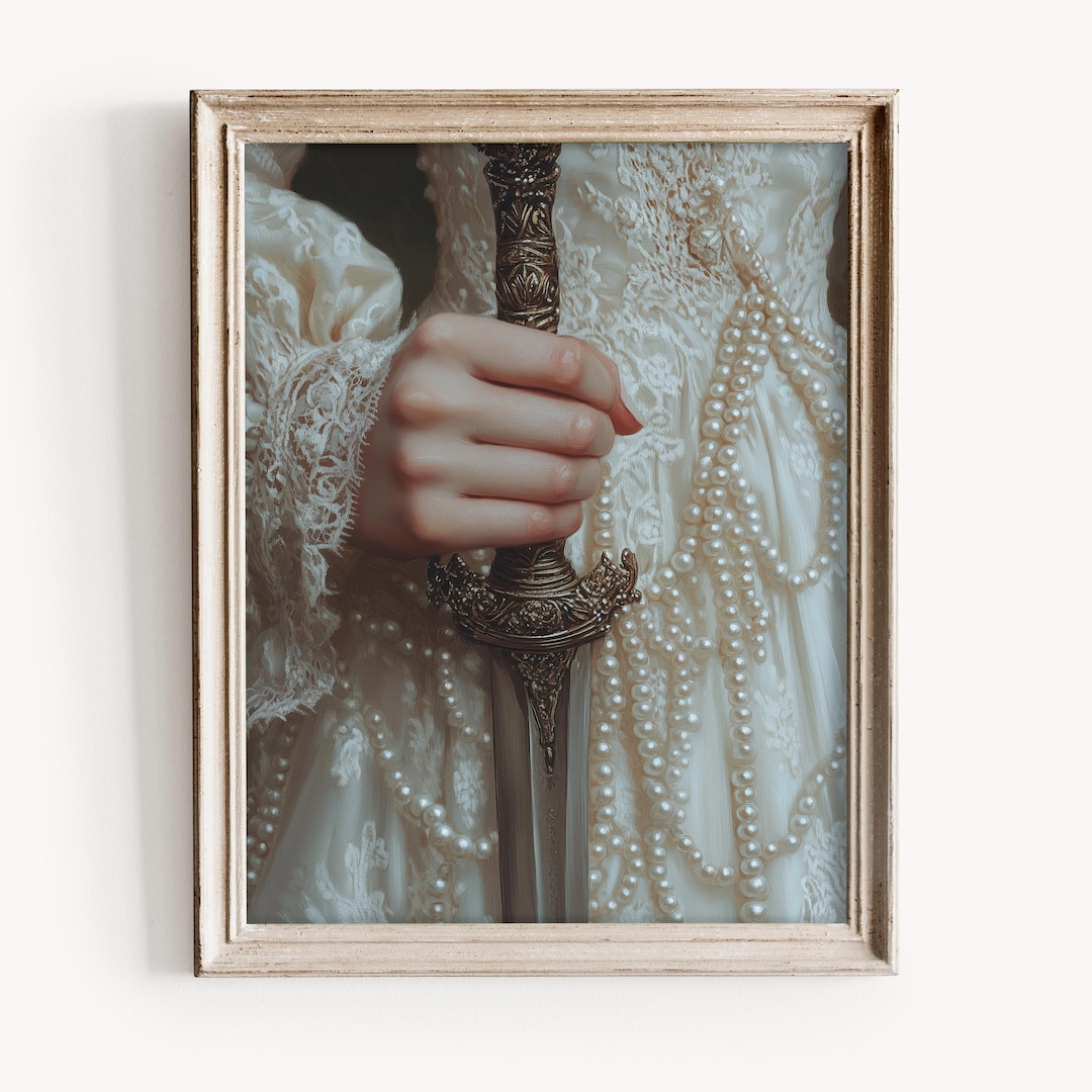 Victorian Woman With Sword-baroque Wall Art, Dark Academia Decor ...