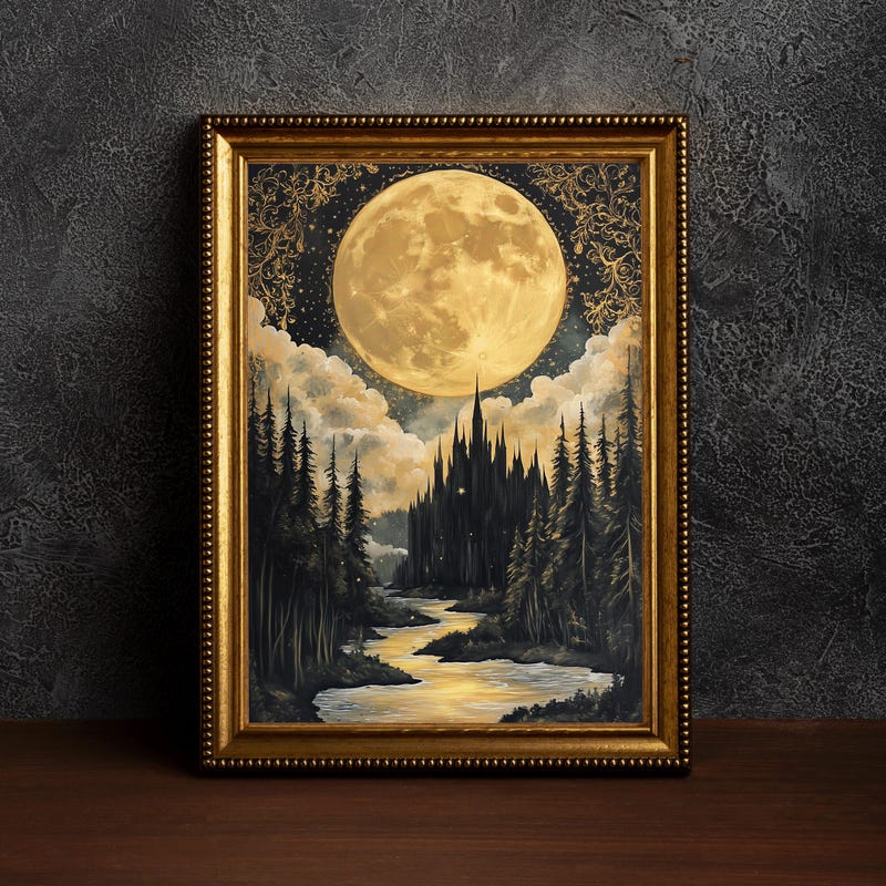 Vintage Painting Moon - Etsy UK