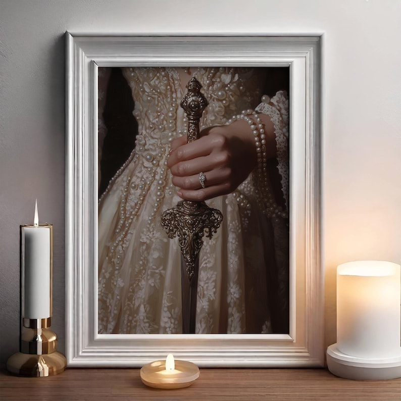 Victorian Woman With Sword-baroque Wall Art, Dark Academia Decor ...
