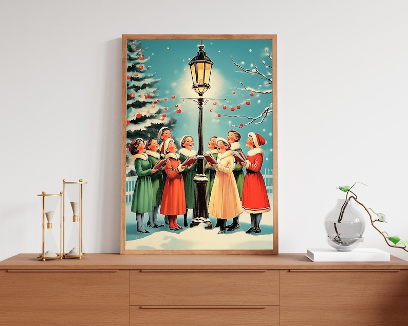 Vintage Christmas Carolers Wall Art, Holiday Carolers Gift, Retro ...