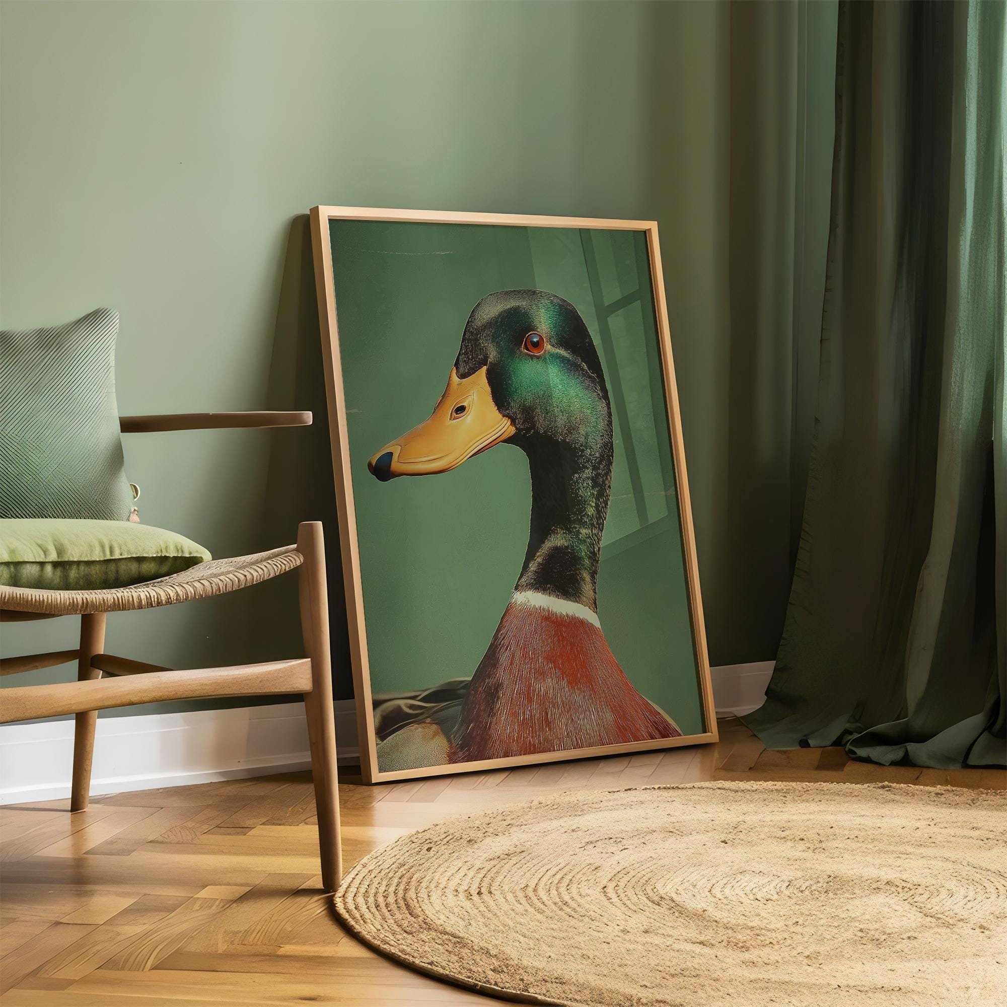 Emerald Green Mallard Duck , Vintage Mallard Duck Poster, Gift for Duck ...