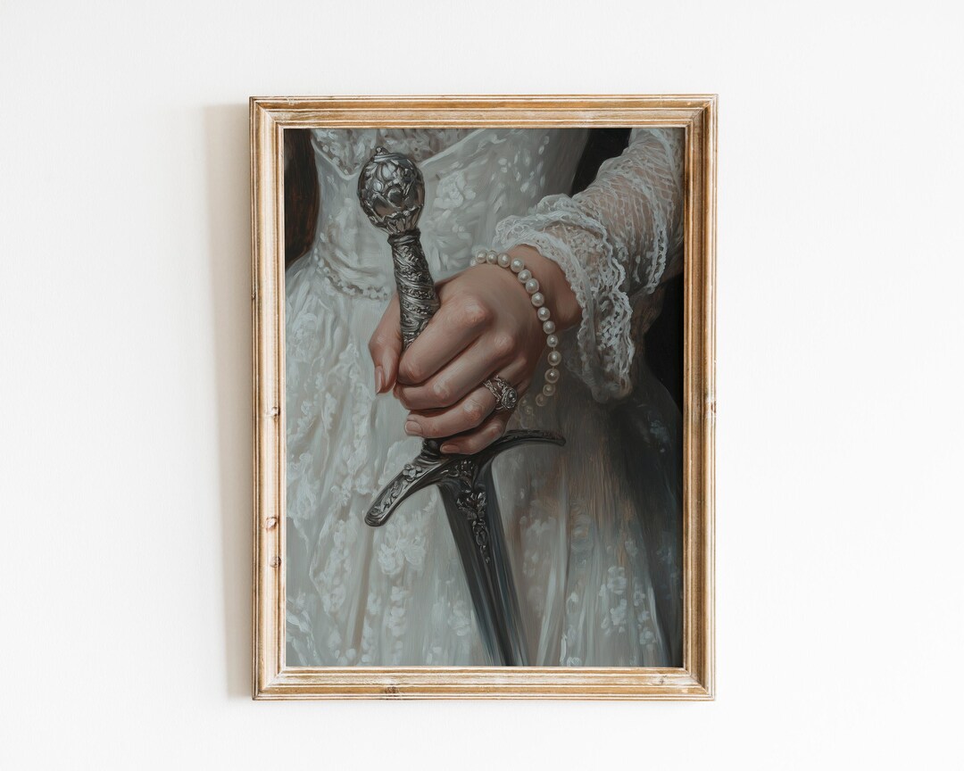 Victorian Woman With Sword-baroque Wall Art, Dark Academia Decor ...