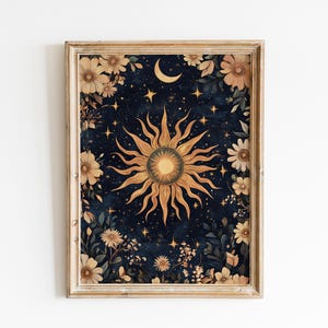 Sun and Moon,whimsigoth Decor,tarot Card Prints,celestial Sun and Moon ...