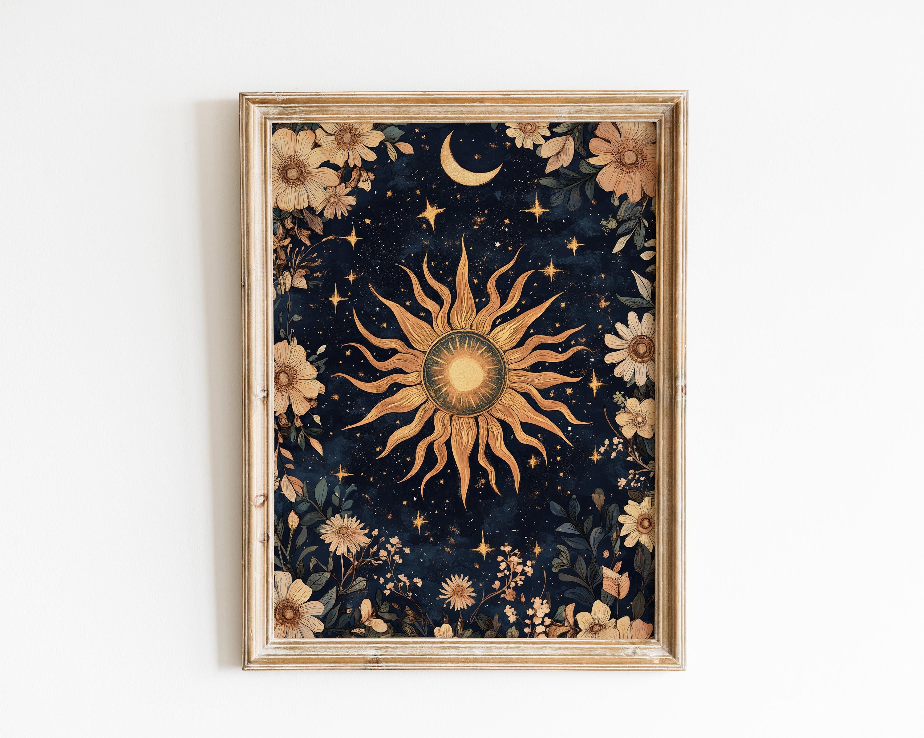 Sun and Moon,whimsigoth Decor,tarot Card Prints,celestial Sun and Moon ...