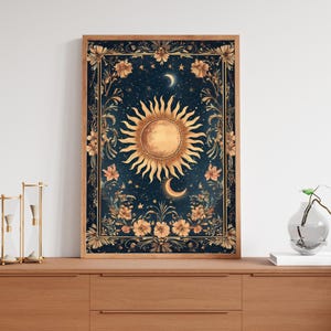 Sun and Moon,whimsigoth Decor,tarot Card Prints,celestial Sun and Moon ...