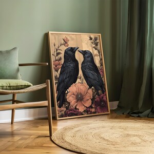 Romantic Raven Couple Poster-couple Gift,moody Raven Couple Vintage ...